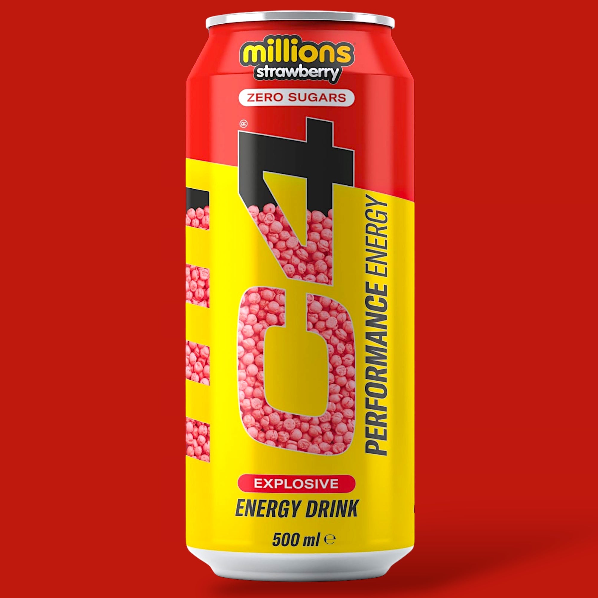 C4 Millions Strawberry - Boisson Énergisante 500 ml Sans Sucres